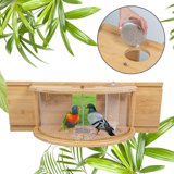 DIYTuning Birdcage Indoor Bird Feeder with 180 Clear View, Wooden ...