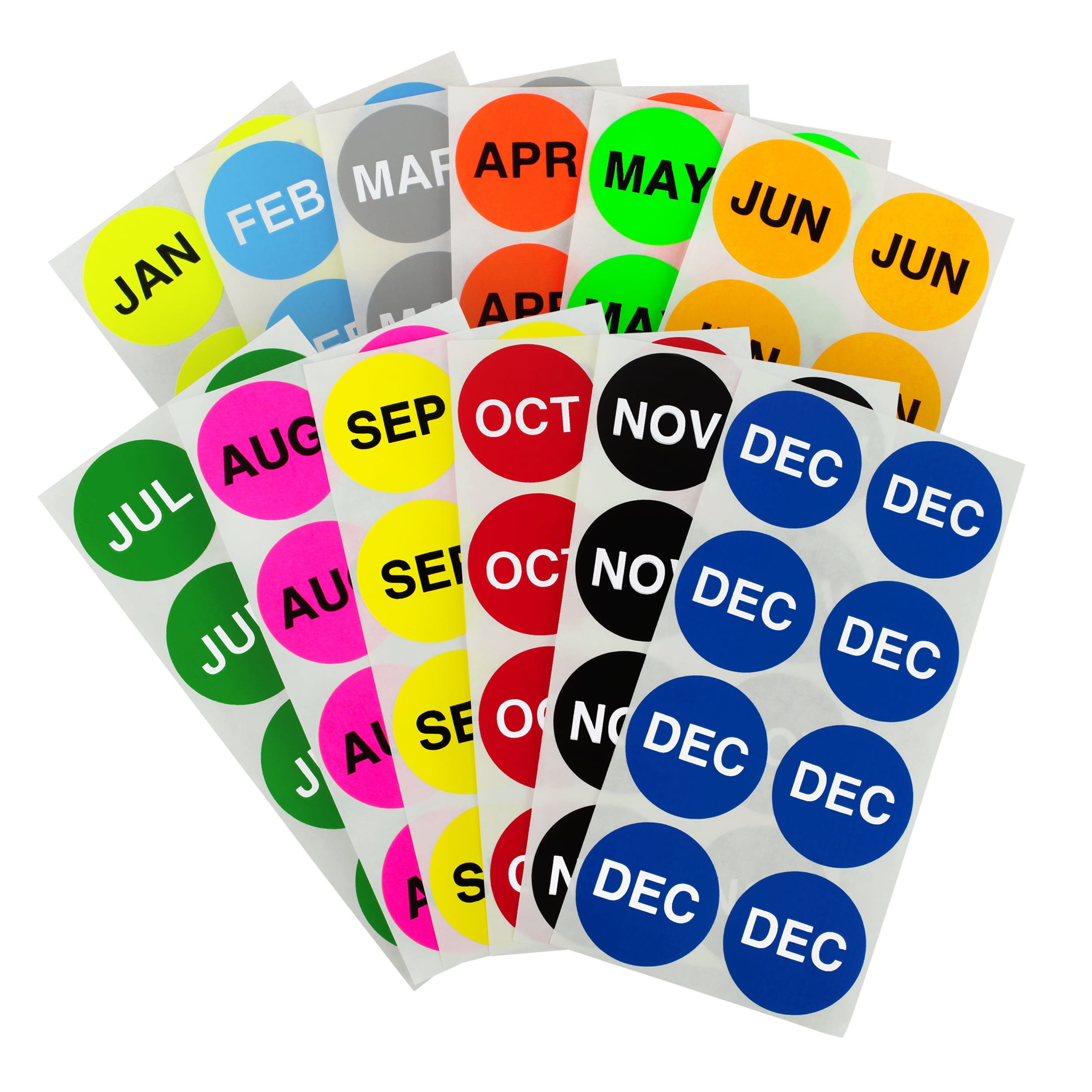 ChromaLabel 1-1/2" Round Month Stickers - 24 Labels per Month in ...