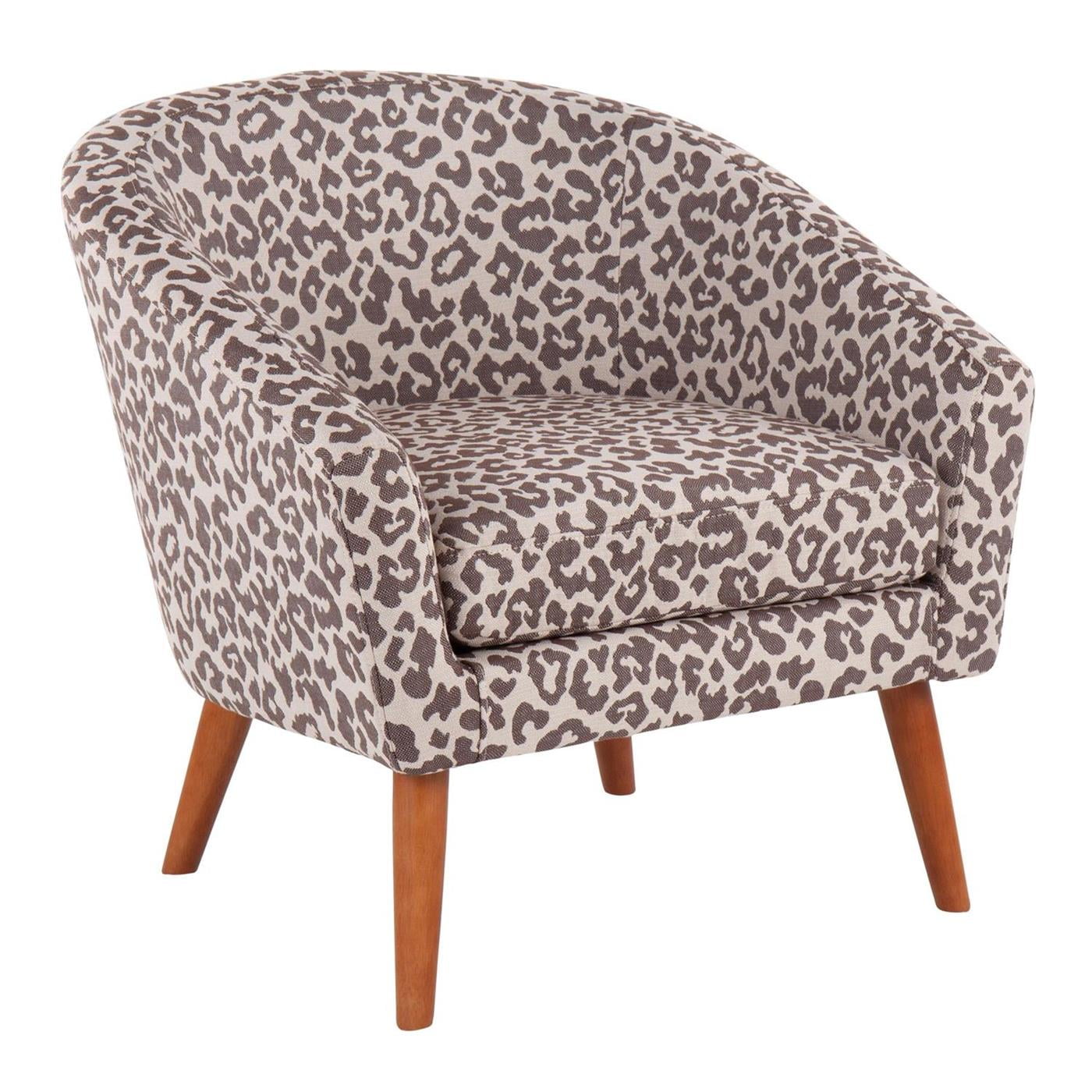Lumisource Leopard Contemporary Tub Chair in Brown Wood and Brown ...