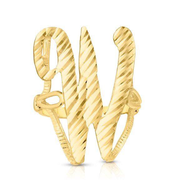 Floreo 10k Yellow Gold Personalized Letter Extra Large Cursive Initial Ring - Walmart.com