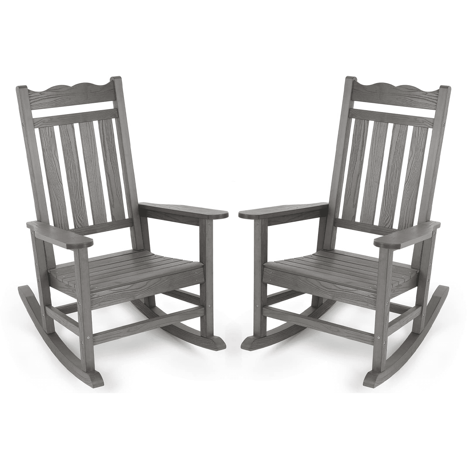 Outdoor Patio Rocking Chair Set of 2, Gray Garden Porch Rocker, Weather ...