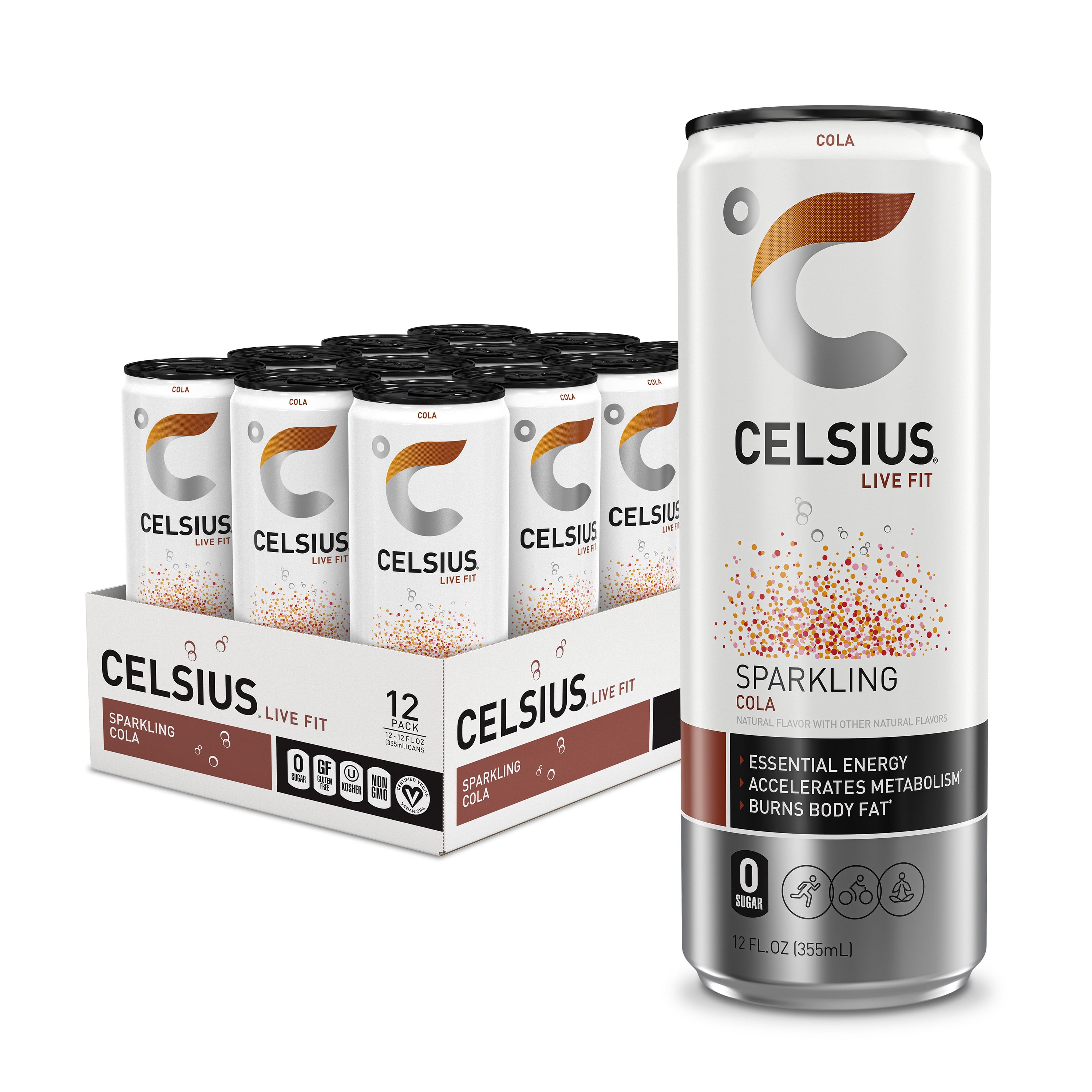 Celsius Sparkling Cola, Functional Essential Energy Drink 12 Fl Oz ...