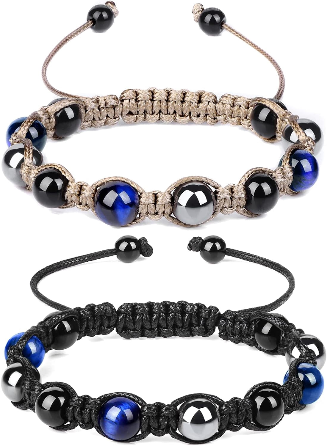 ORUYROP Triple Protection Bracelet,Genuine Tigers Eye Black Obsidian ...