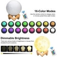 3D Printed LED Moon Light, 16 RGB Colors, Remote & Touch Control, USB ...
