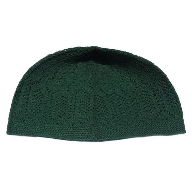 Mercan® Dark Green Muslim Cap Takke Cotton Open-knit Turkish-style Topi ...