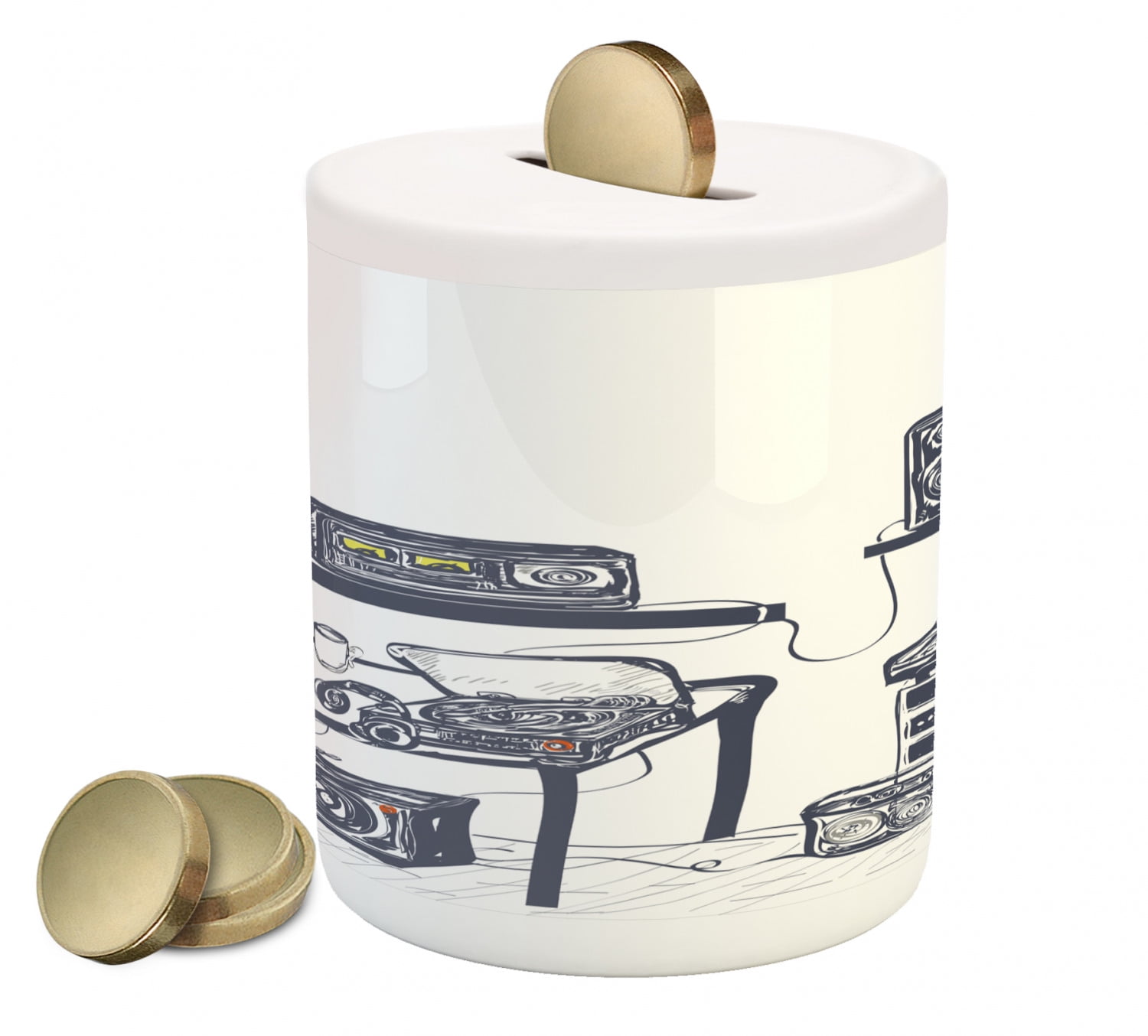 Modern Piggy Bank, Recording Studio Music Devices Turntable Records ...