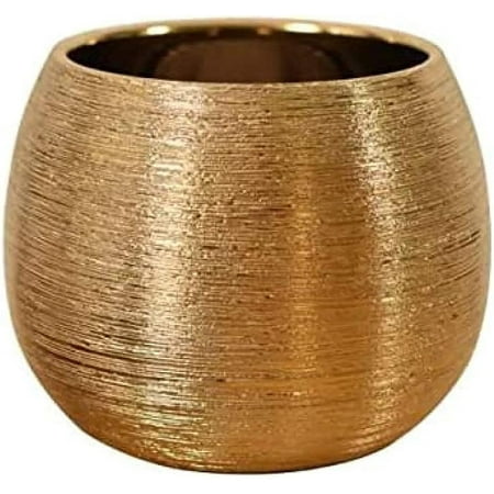 Garden Planter Golden Flower Pots, Round Plant Container for Indoor and ...