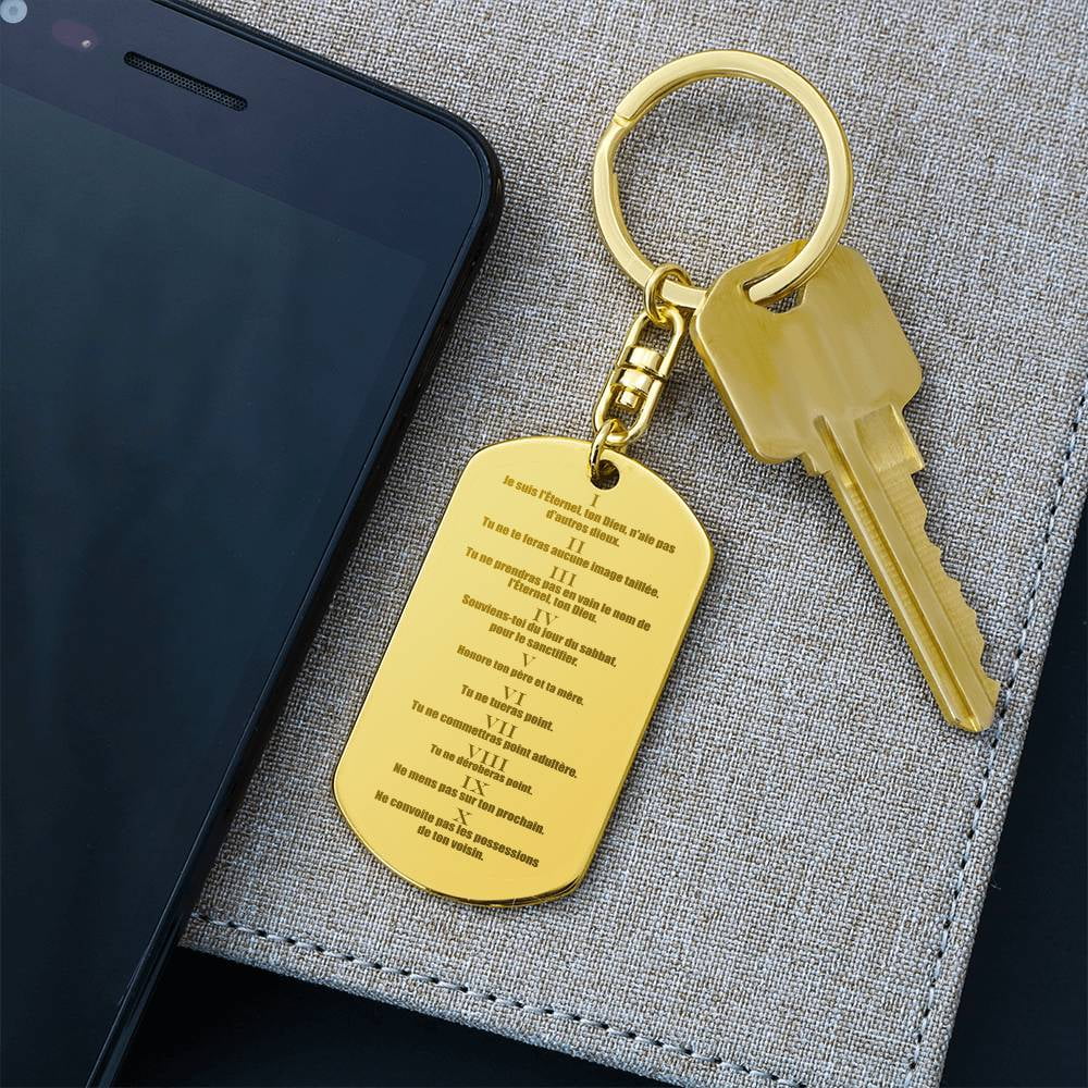 Ten Commandments French Dix Commandements Engraved Dog Tag Bible ...