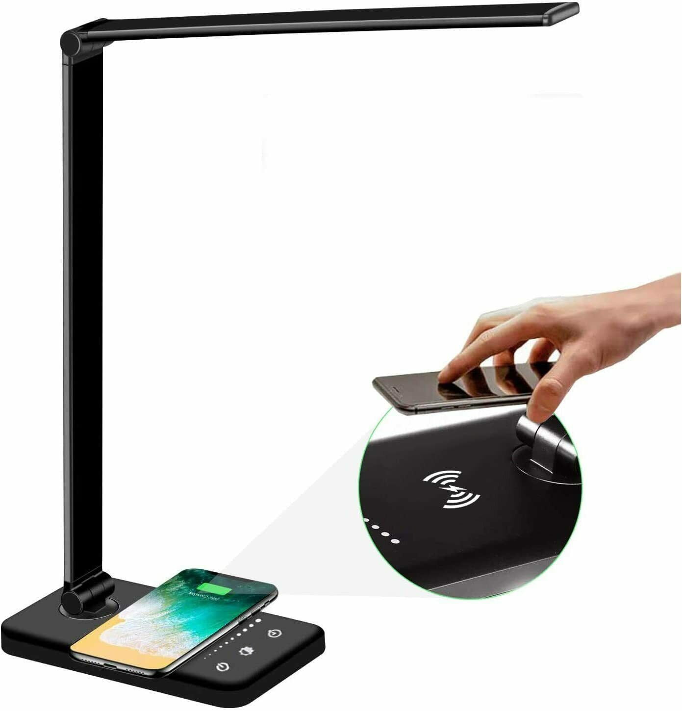 Holdpeak LED Desk Lamp,Wireless Charging Light with USB Charging Port ...