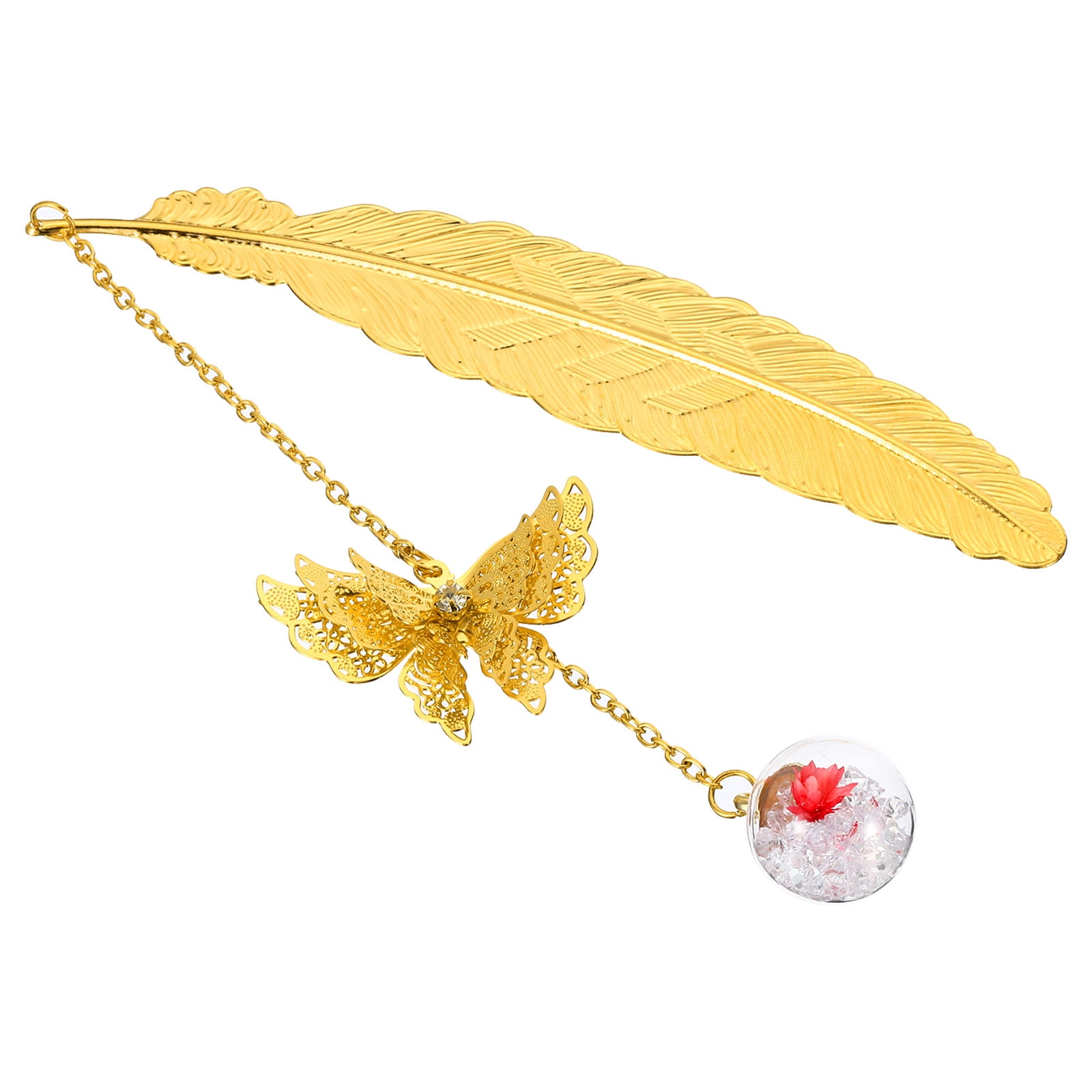 Uxcell Metal Feather Bookmark Butterfly Book Marks Page Markers ...