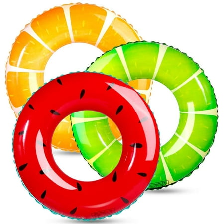 3 Pack Swimming Rings for Kids Adults, Inflatable Pool Floats Fruit ...