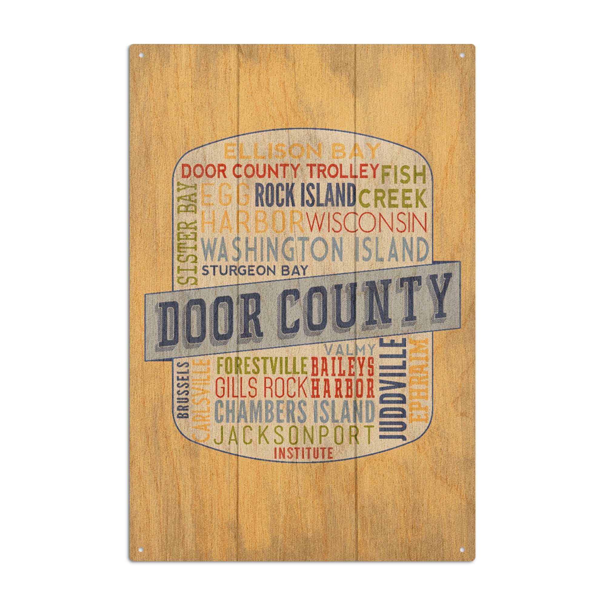 Door County, Wisconsin, Door County Trolley, Rustic Typography, Contour ...