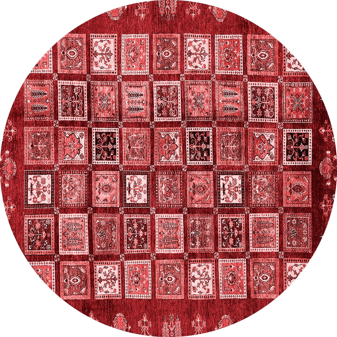 Ahgly Company Indoor Round Abstract Red Modern Area Rugs, 3' Round ...