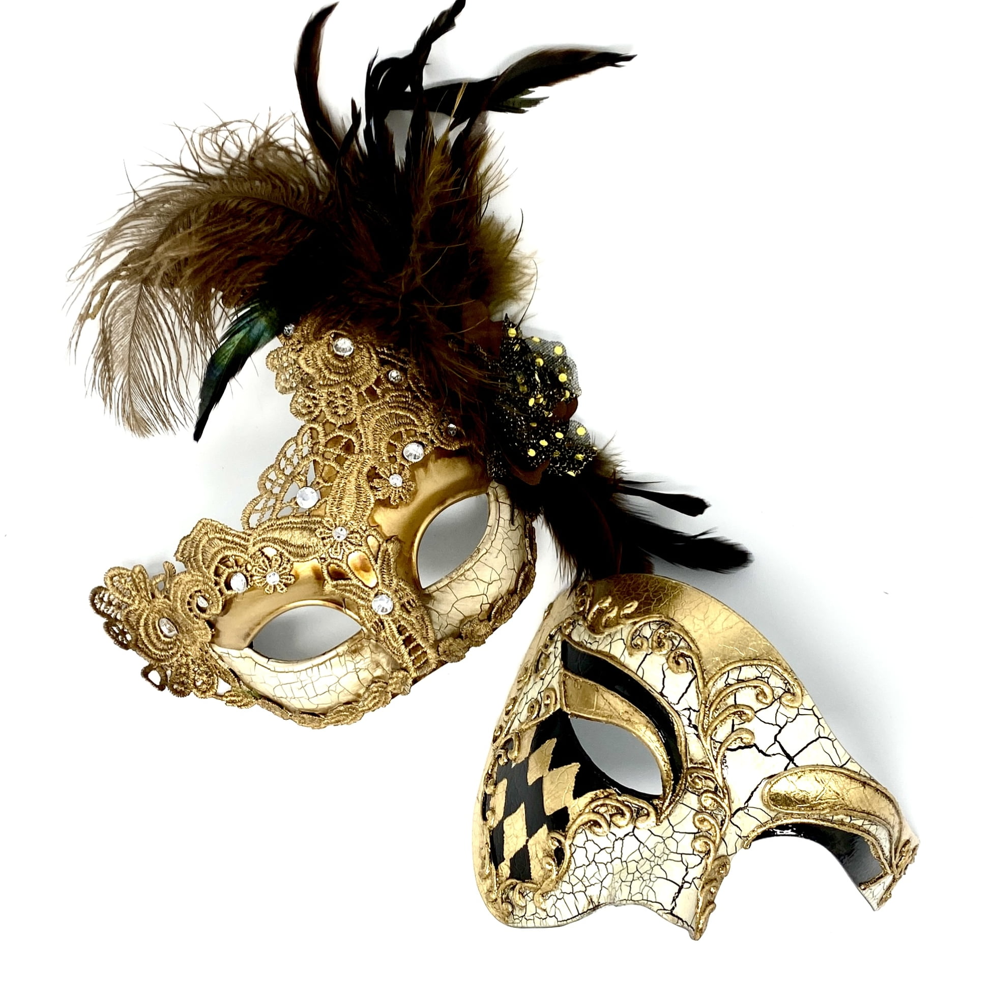 Couple Masquerade Masks Men Women Venetian Halloween Mardi Gras Cosplay ...