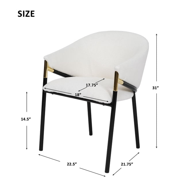 White Upholstered Dining Chairs (Set of 2) - Modern Fabric Side Chairs ...