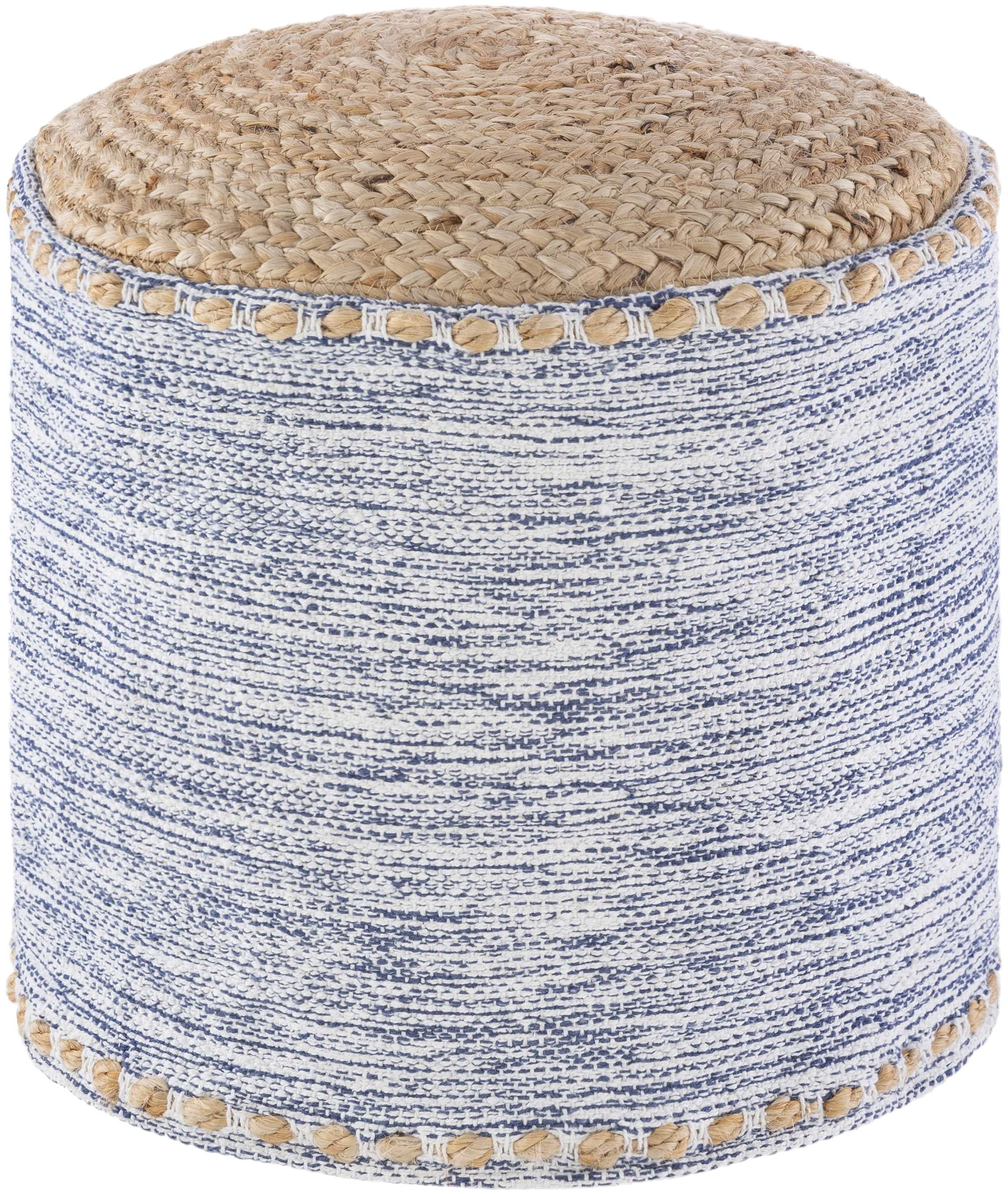 Mark&Day Pouf Ottoman - Pitten Natural Fiber Navy Cylinder Foot Rest ...
