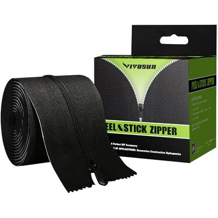 HUACA One Pack Heavy Duty Peel & Stick Zipper for Dust Barriers 7ft x ...