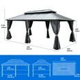 Dextrus Double Roof Gazebo with Hardtop,Outdoor Gazebo with Netting ...