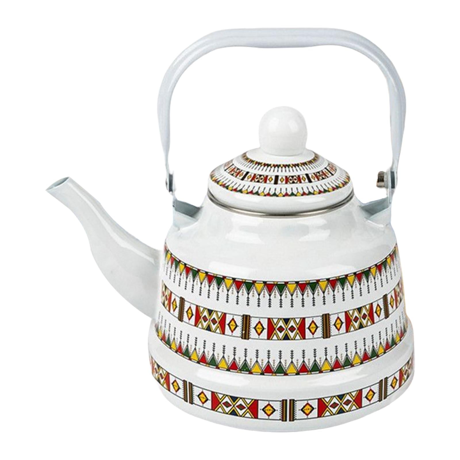 2.5L Enamel Tea Kettle with Steel Handle, Vintage Teakettle Large ...