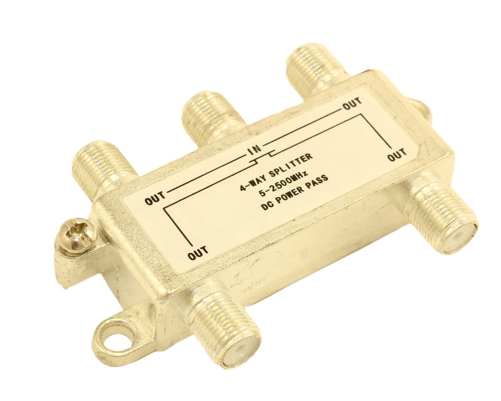 Coax Splitter, 4 Way, (Premium, Nickel Platted) 5-2500 Mhz - Walmart.com