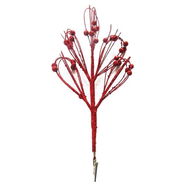 12 in. Red Peacock Feather Pick with Red Glitter - Pack of 5 - Walmart.com