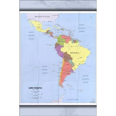Iconic Arts Laminated 24"x31" Poster: Detailed Political map of South ...
