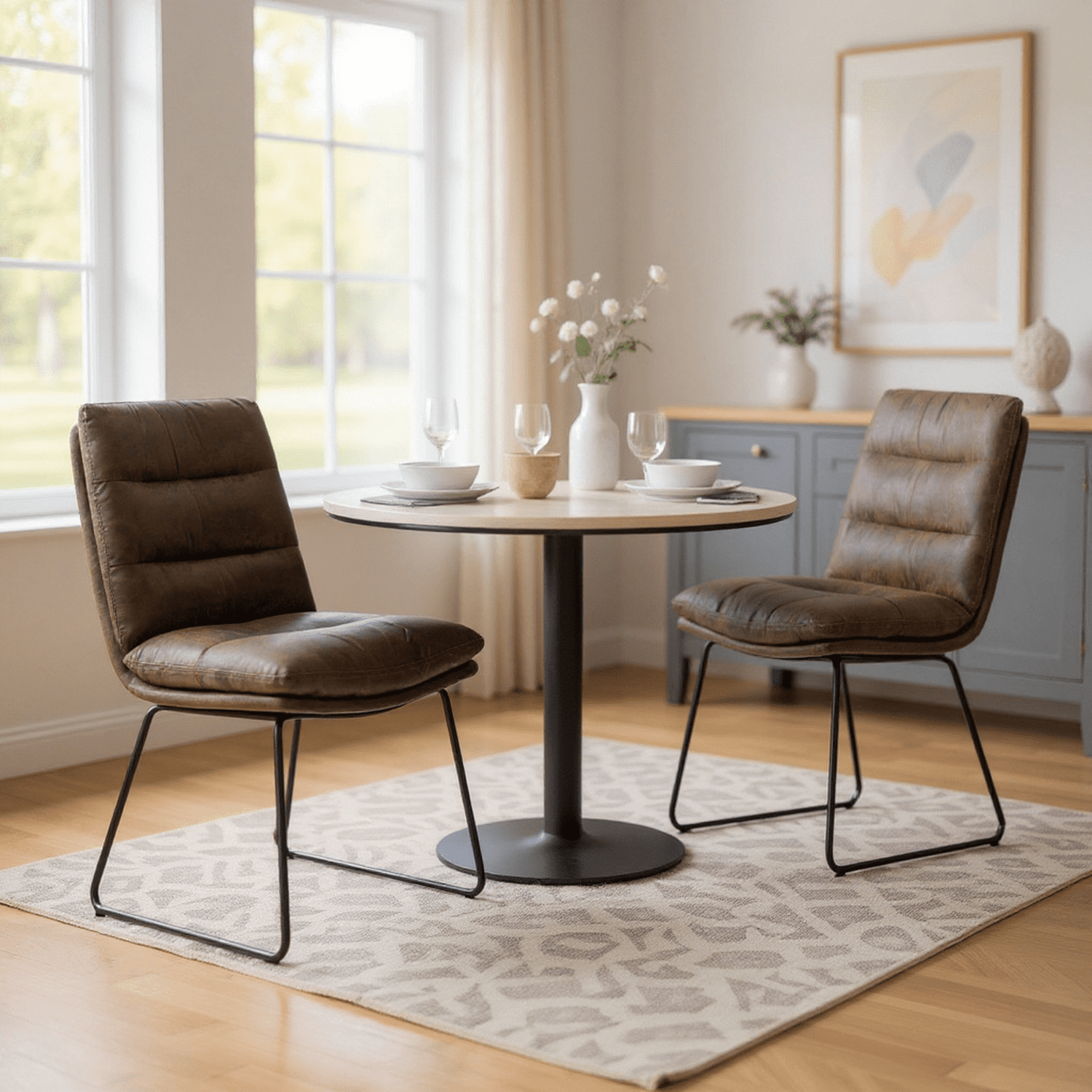 Click here for Homy Casa Set Of 2 Faux Leather Side Chairs With E... prices