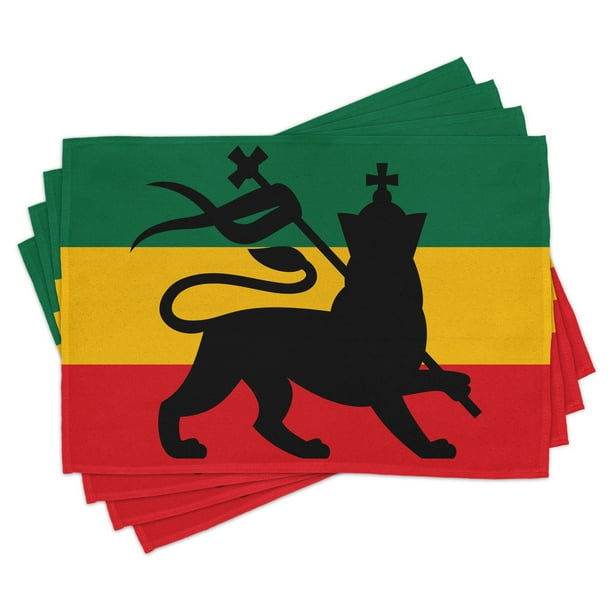 Rasta Placemats Set of 4 Rastafarian Flag with Judah Lion Reggae Music ...
