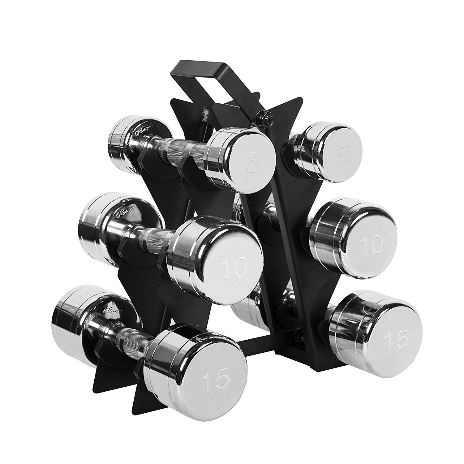 WF Athletic Supply 60lb Chrome Dumbbell Set with Storage Rack - Walmart.com