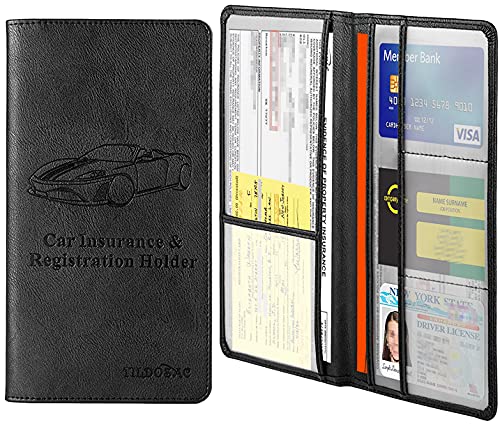Car Registration and Insurance Card Holder，Tildosac Premium PU Leather ...