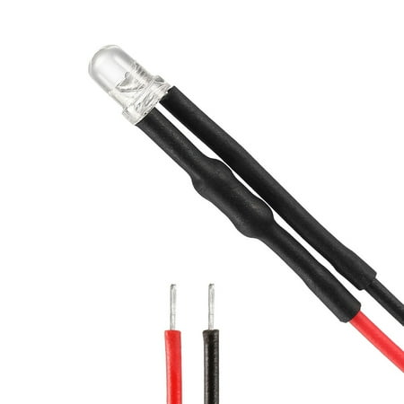 Prewired LED Light DC 24V 20mA - 3mm Red Pre-Wired Round Top Bulb Lamp ...