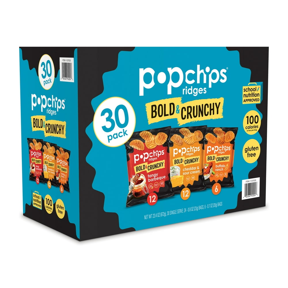 Popchips Ridges Variety Pack, 0.8 oz, 30 Count - Walmart.com - Walmart.com
