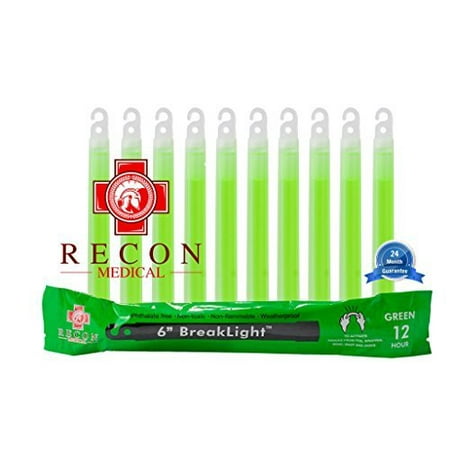 10 Pack (Green) Tactical BreakLights- Recon Medical, 6 Inch, Ultra ...