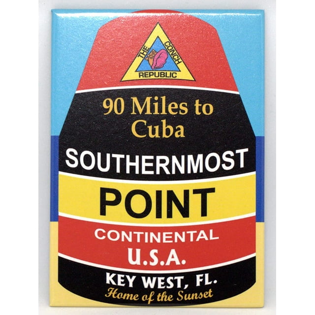 Key West Southernmost Point Marker Art Print Magnet 2.5" x 3.5 ...