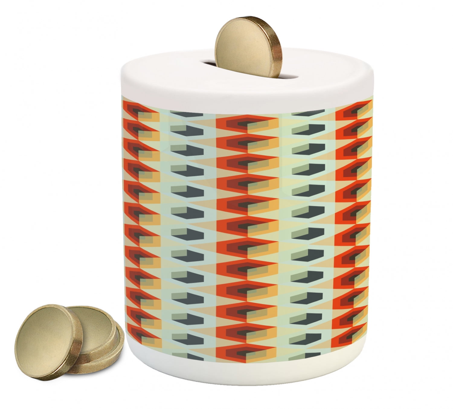 Geometric Piggy Bank, Hexagonal Comb Pattern Abstract Rhombus Borders ...