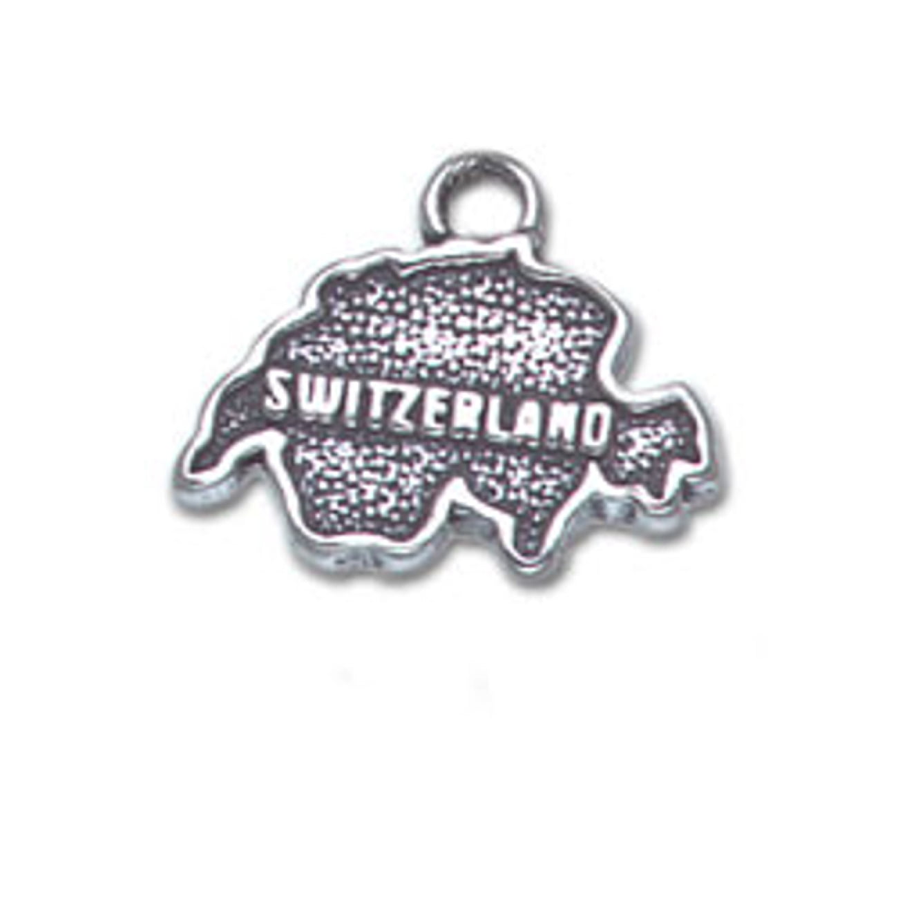 Sterling Silver 16" 1mm Box Chain Map Country Of Switzerland Pendant ...