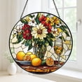 Citrus Lemon Floral Stained Glass Style Window Suncatcher Hanging Decor ...