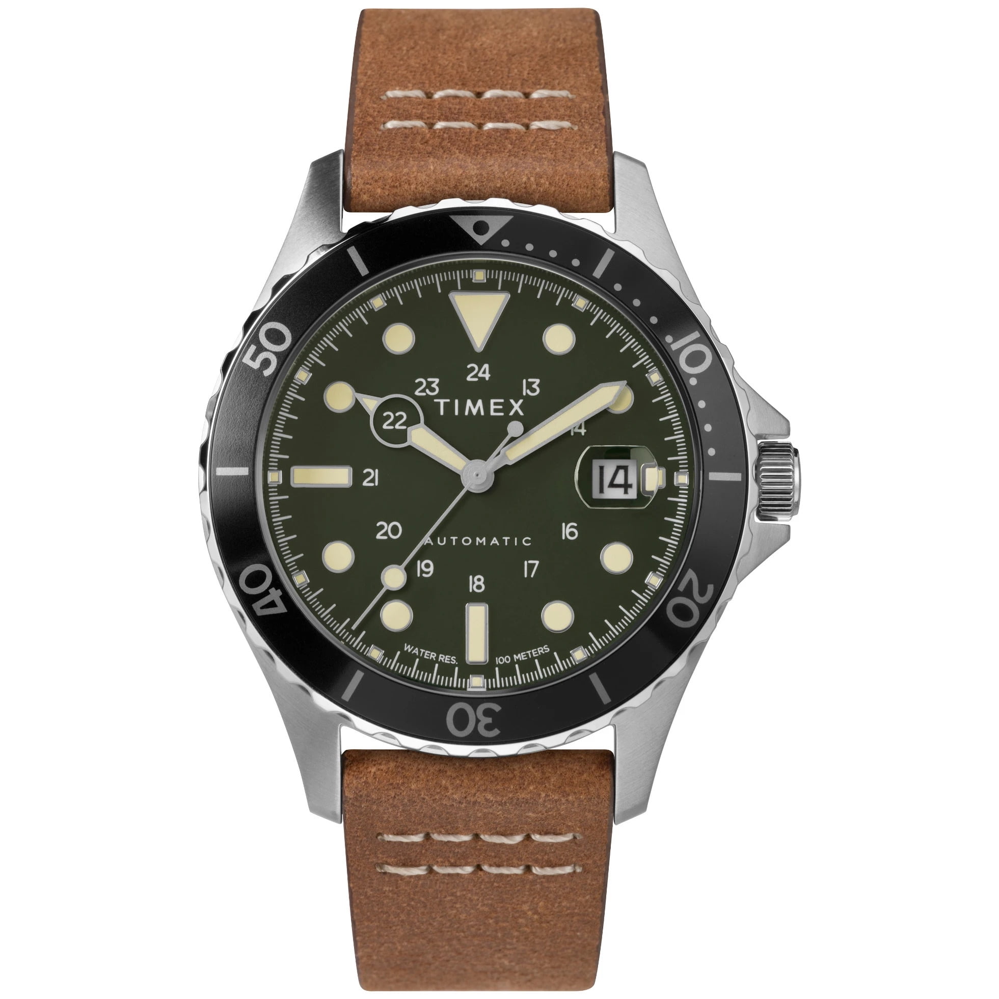 Timex Navi XL 41mm Automatic Green Brown - Walmart.com
