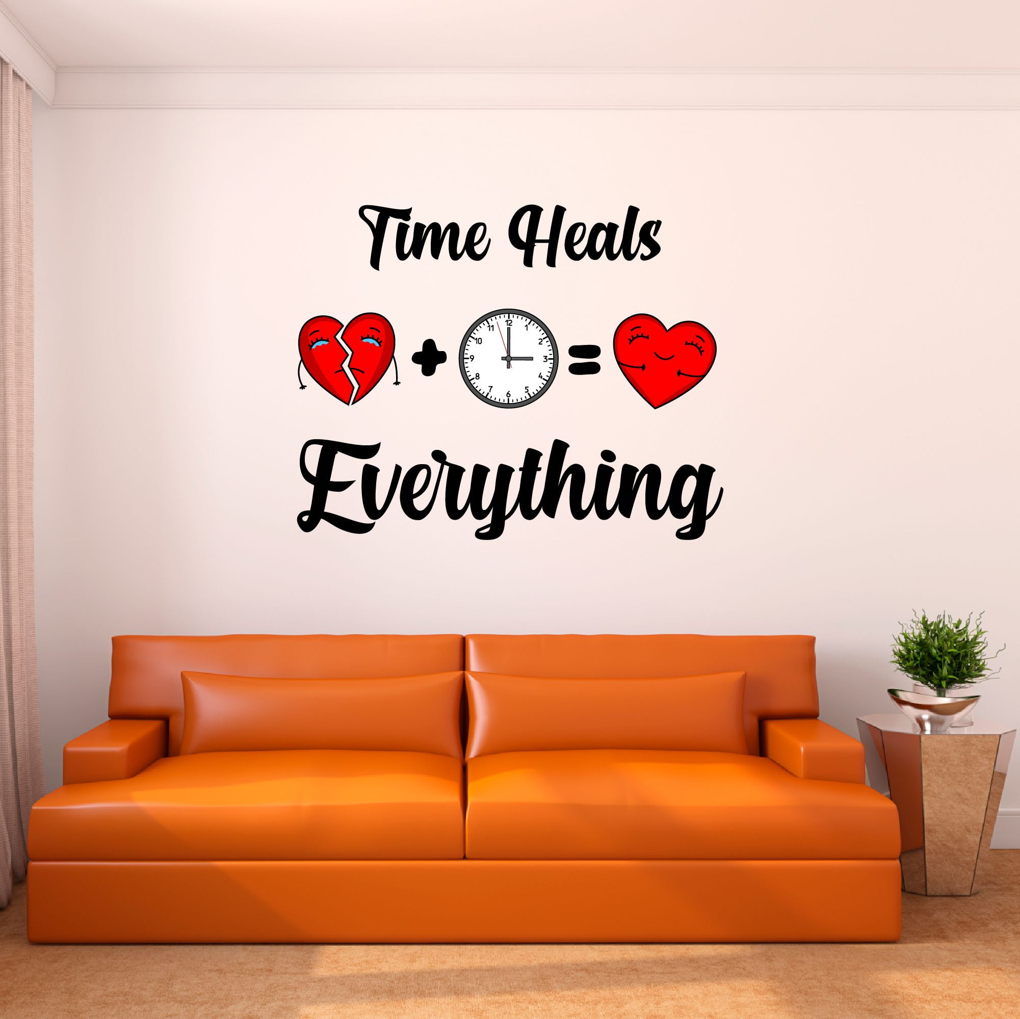Home Wall Decal - Time Heals Everything - Cute Quote Design Cute Borken ...