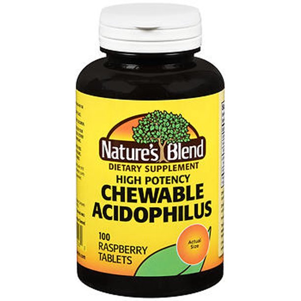 Nature's Blend High Potency Chewable Acidophilus Raspberry Tablets, 100 ...