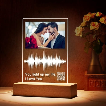 Soundwave Art Custom Glass Art Gifts Night Light Personalized QR ...