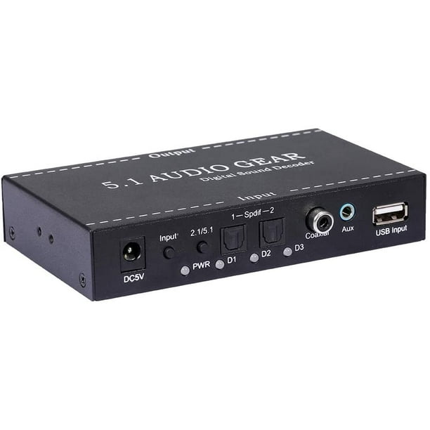 5.1 Audio Gear Digital Sound Decoder Audio Converter 3.5mm Audio Output ...