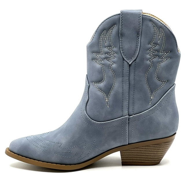 Soda Women Cowgirl Cowboy Western Stitched Ankle Boots Pointed Toe ...