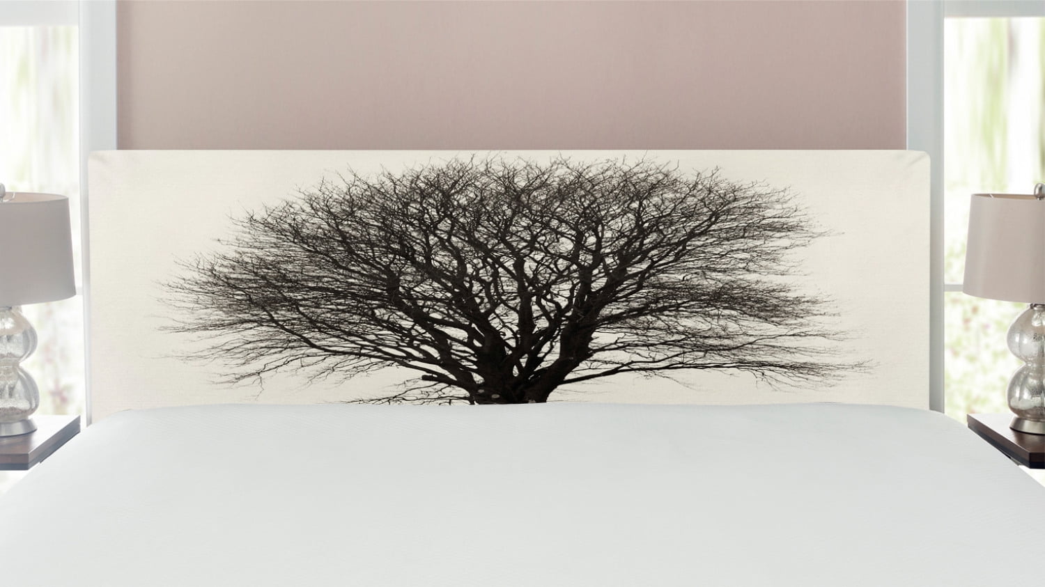 Black and White Headboard, Lonely Tree in Field with Many Leafless ...