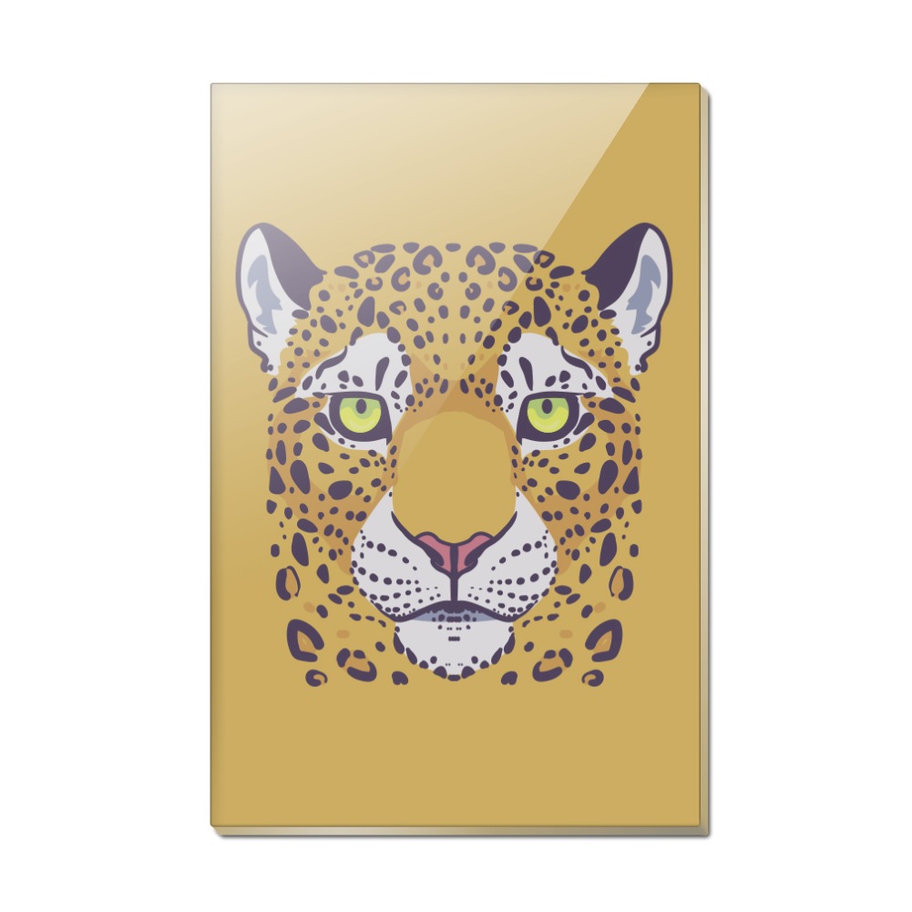 Gold Spotted Leopard Face Rectangle Acrylic Fridge Refrigerator Magnet ...