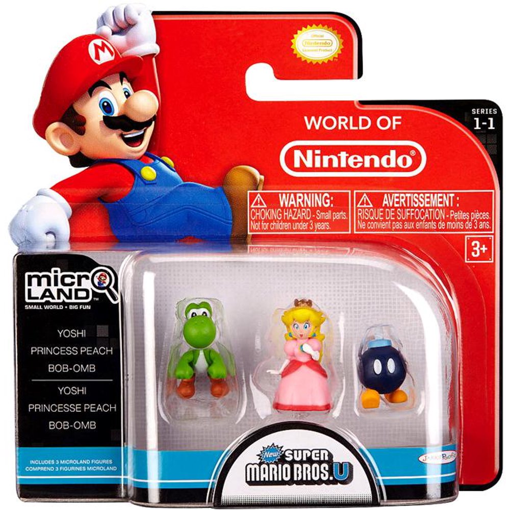 Yoshi, Princess Peach & Bob-Omb Mini Figure 3-Pack Micro Land Series 1 ...