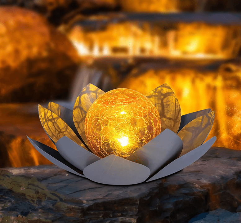 Lotus Solar Light Decoration, Metal Flower Waterproof Garden Warm White ...