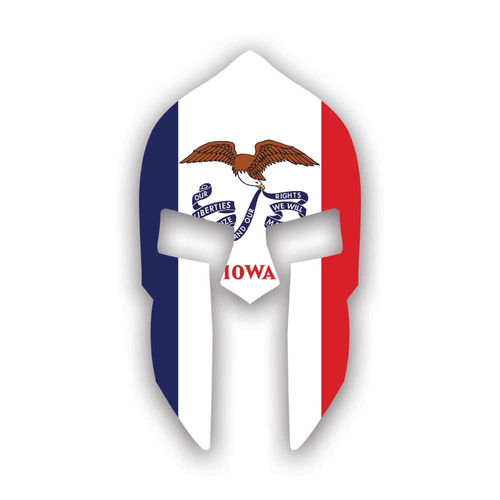 Iowa Flag Spartan Helmet Sticker Decal - Self Adhesive Vinyl ...