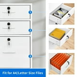 Dextrus Lockable 3-Drawer File Cabinet, Mobile Office Furniture with ...