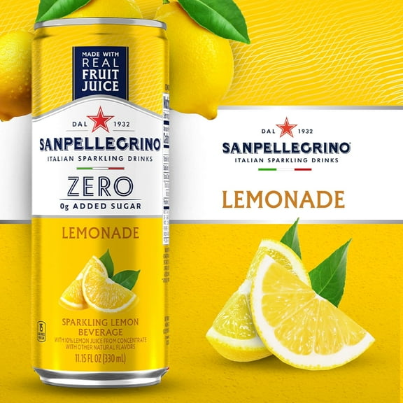 Sanpellegrino Limonata Sparkling Lemon Beverage, 11.15 oz Can, Italian ...